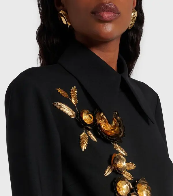Carolina Herrera Embellished Wool-blend Shift Dress