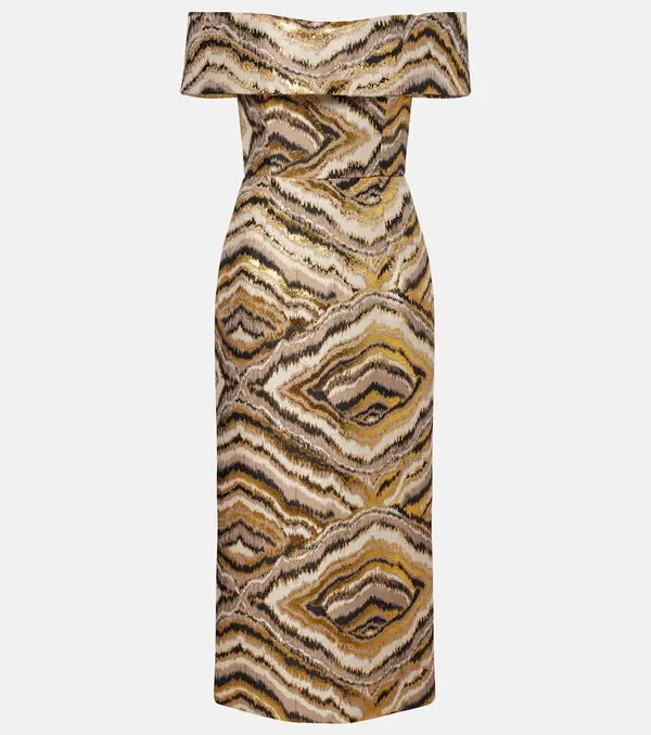 MARKARIAN Gloria Off-shoulder Jacquard Midi Dress - Multicoloured