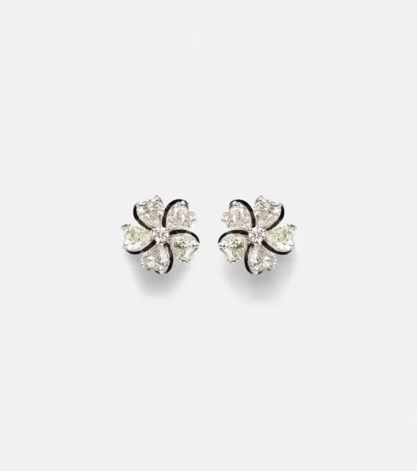 KAMYEN Love Petals 18kt White Gold Earrings With Diamonds - Silver
