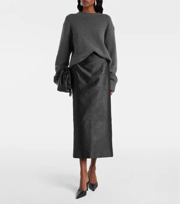 RÓHE Embossed High-rise Midi Skirt