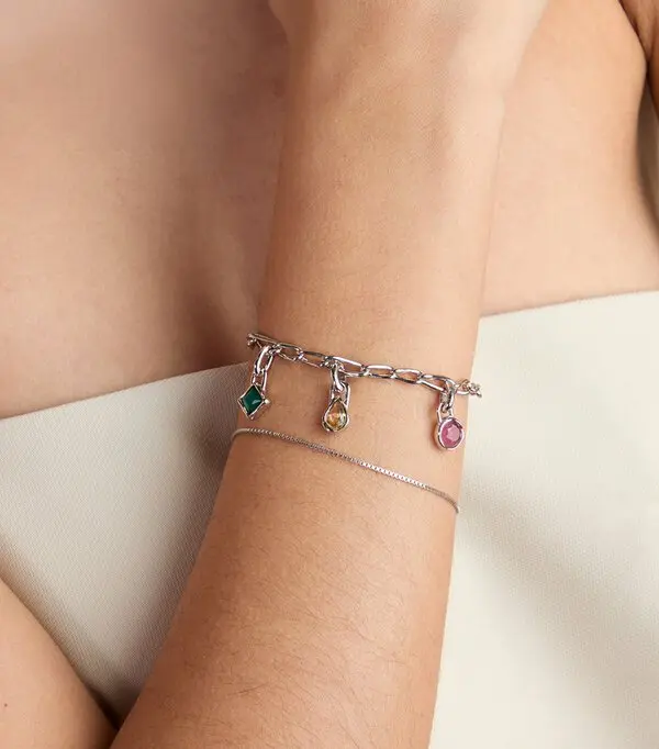 ASTRID & MIYU Rhodium-plated May Birthstone Charm