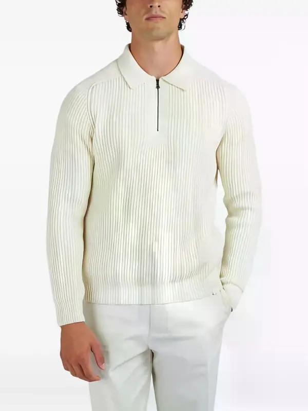 Paul & Shark Ribbed Half-zip Sweater - White