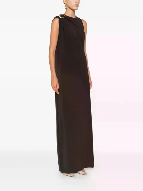 Christopher Esber Sleeveless Column Maxi Dress With Ring Embellishment - Brown