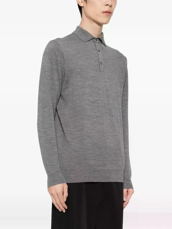LARDINI Wool Polo Shirt - Grey