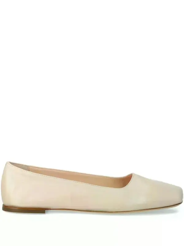 Agl Leather Square Toe Ballet Flats - Neutrals