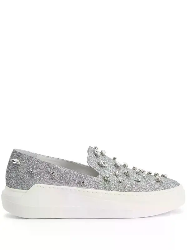 GIUSEPPE ZANOTTI Afelia Crystal Embellished Glitter Slip-on Sneakers