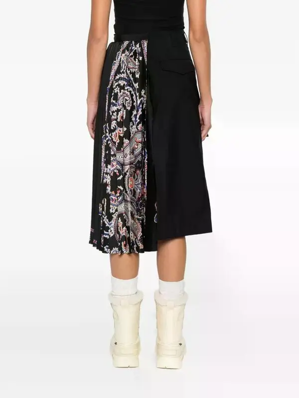 Sacai Pleated Paisley-print Skirt