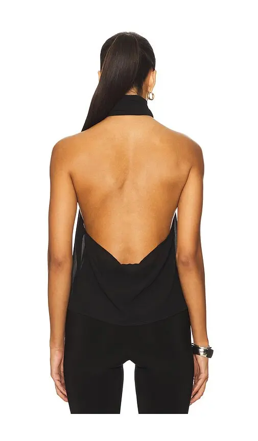 Superdown Halterneck Chiffon Top - Black