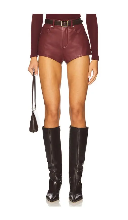 Blanknyc Faux Leather Hot Shorts - Burgundy