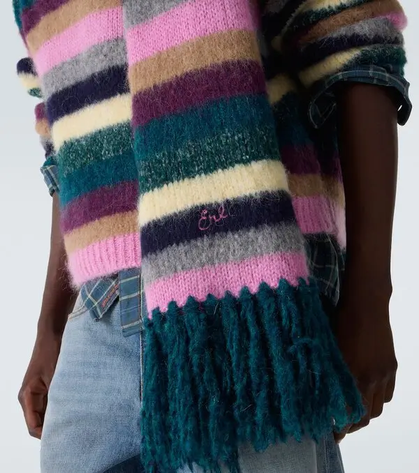 ERL Striped Alpaca Wool And Mohair-blend Scarf