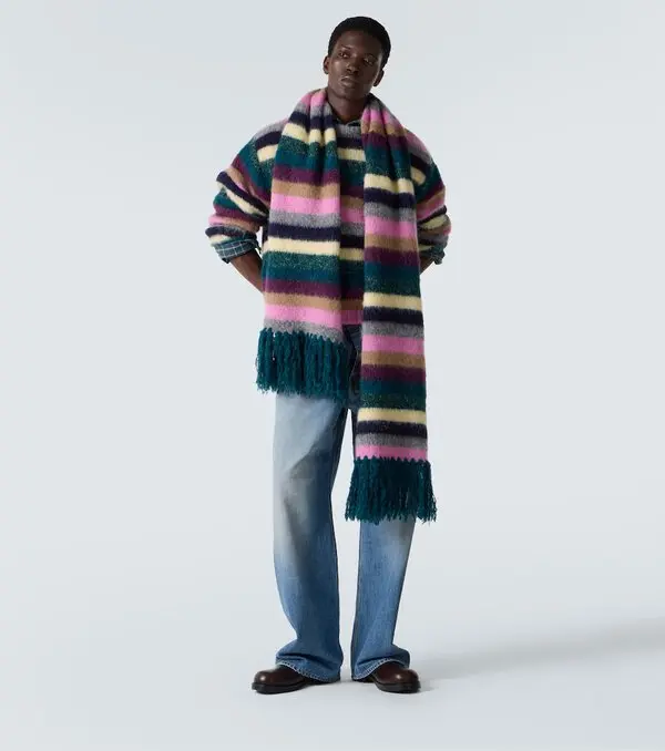 ERL Striped Alpaca Wool And Mohair-blend Scarf