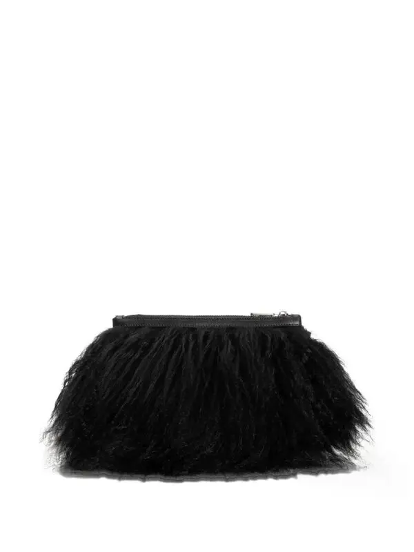 Dolce & Gabbana Fur-trimmed Zip Clutch - Black