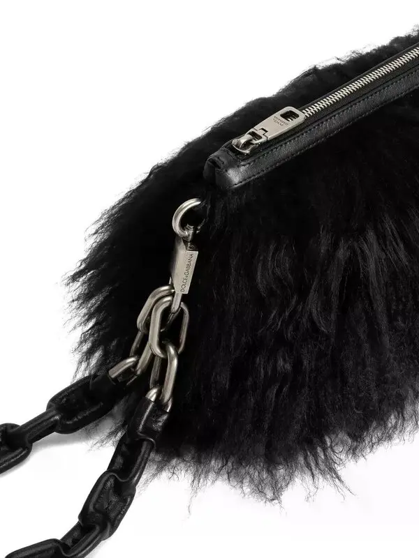 Dolce & Gabbana Fur-trimmed Zip Clutch Bag