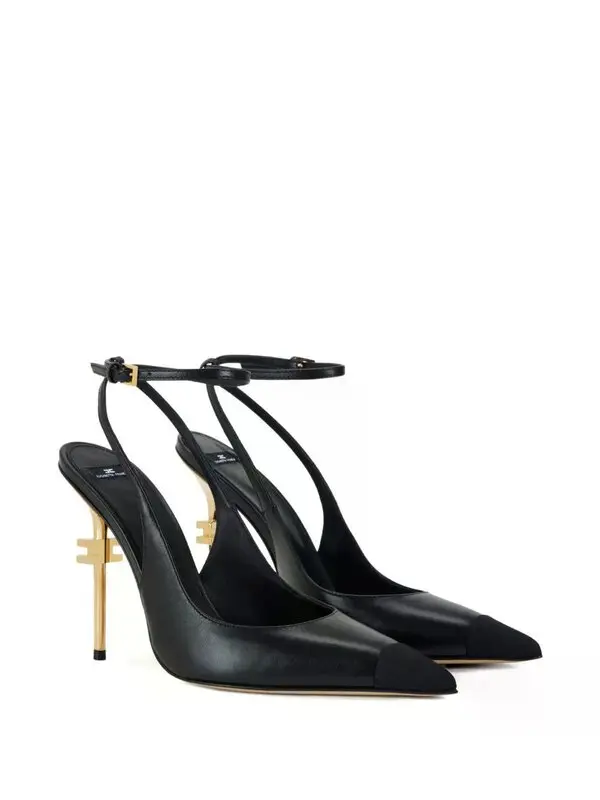 Elisabetta Franchi 105mm Falcon Slingback Pumps With Gold Heel - Black
