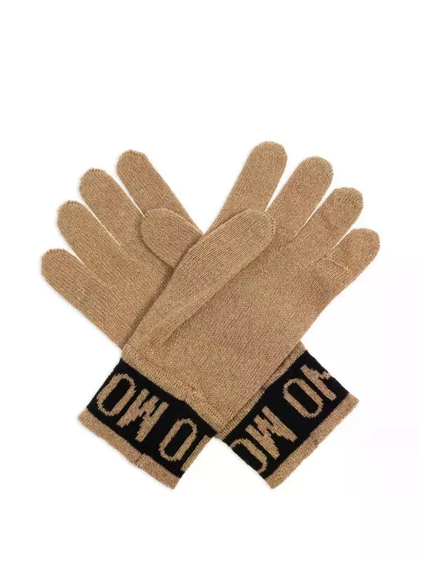 Moschino Logo Intarsia Gloves - Brown