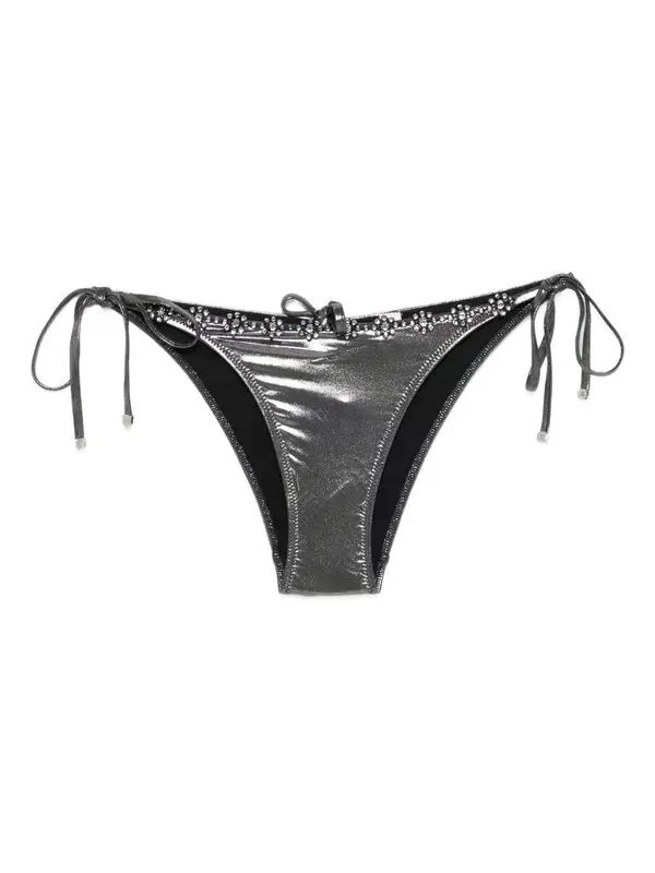 Agent Provocateur Embellished Tie-side Bikini Bottoms - Silver