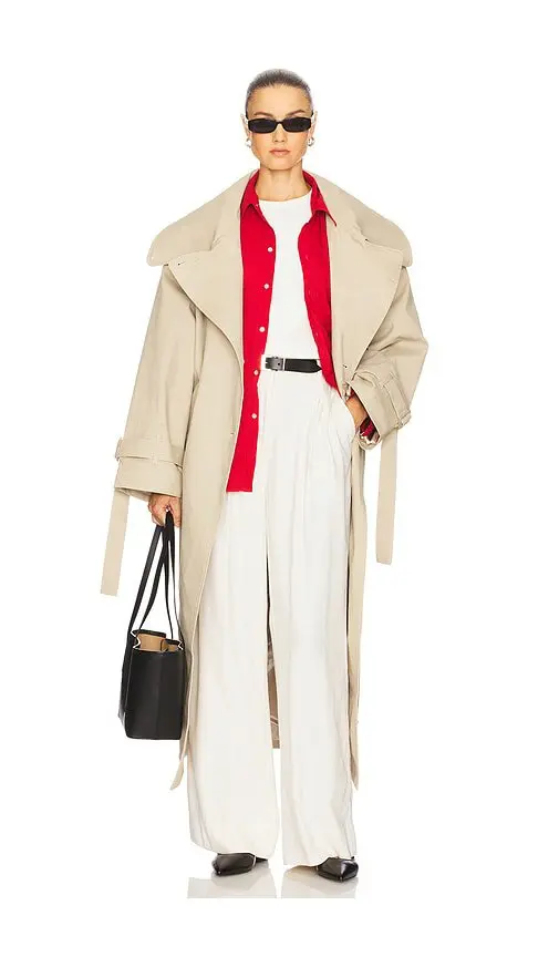 LAMARQUE Josephine Trench Coat With Belted Waist And Buckle Cuffs - Nude