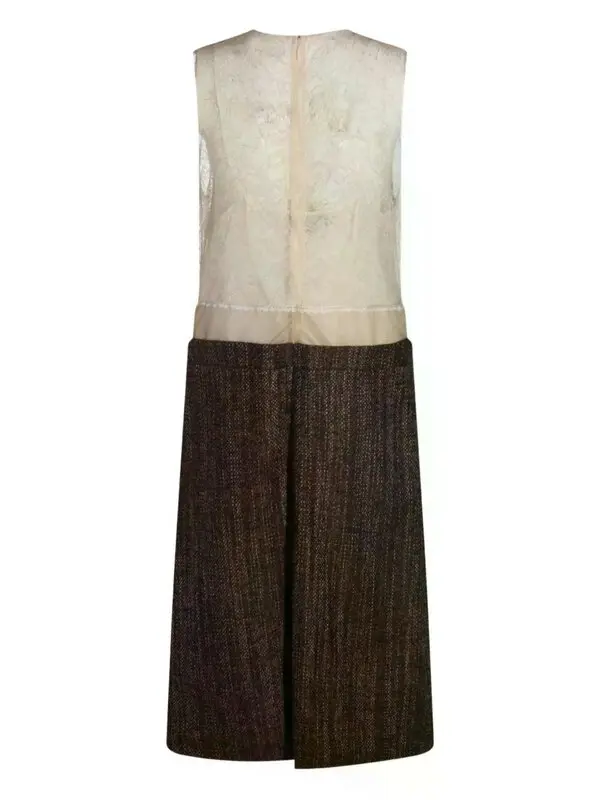 Fendi Lace-panel Tweed Midi Dress
