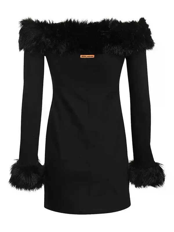 Heron Preston Fur-trimmed Strapless Mini Dress - Black