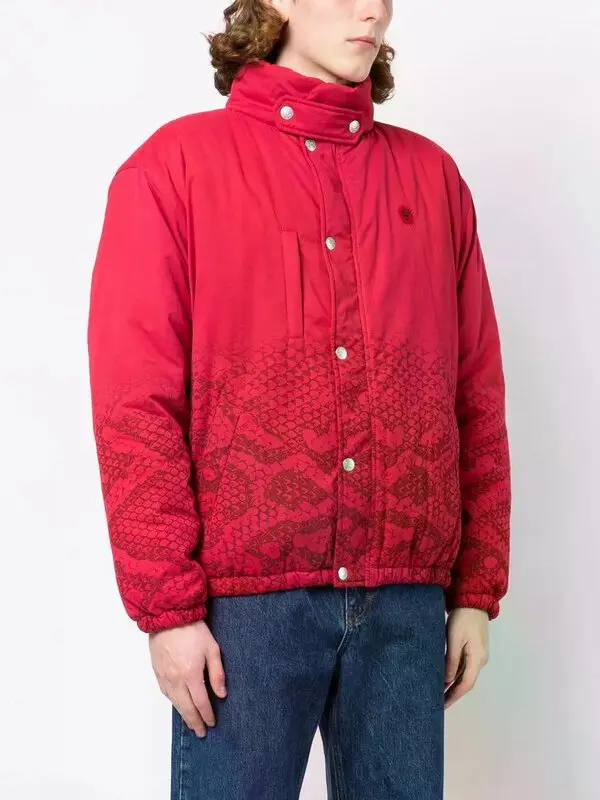 ICECREAM Red Snakeskin Print Padded Jacket With Embroidered Logo