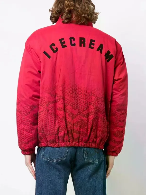 ICECREAM Red Snakeskin Print Padded Jacket With Embroidered Logo