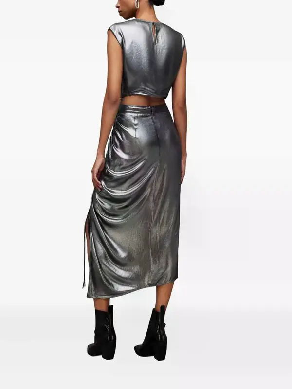 ALLSAINTS Carla Metallic Drawstring Skirt