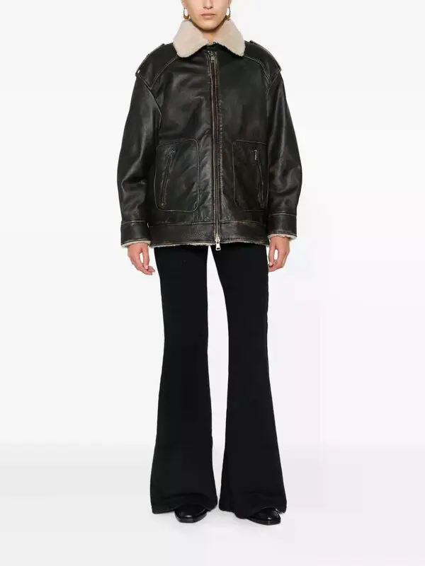 ERALDO Shearling Collar Leather Jacket