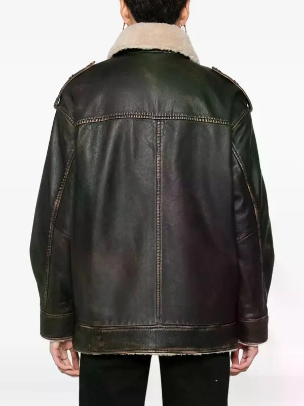 ERALDO Shearling Collar Leather Jacket