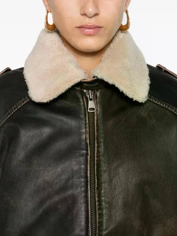 ERALDO Shearling Collar Leather Jacket