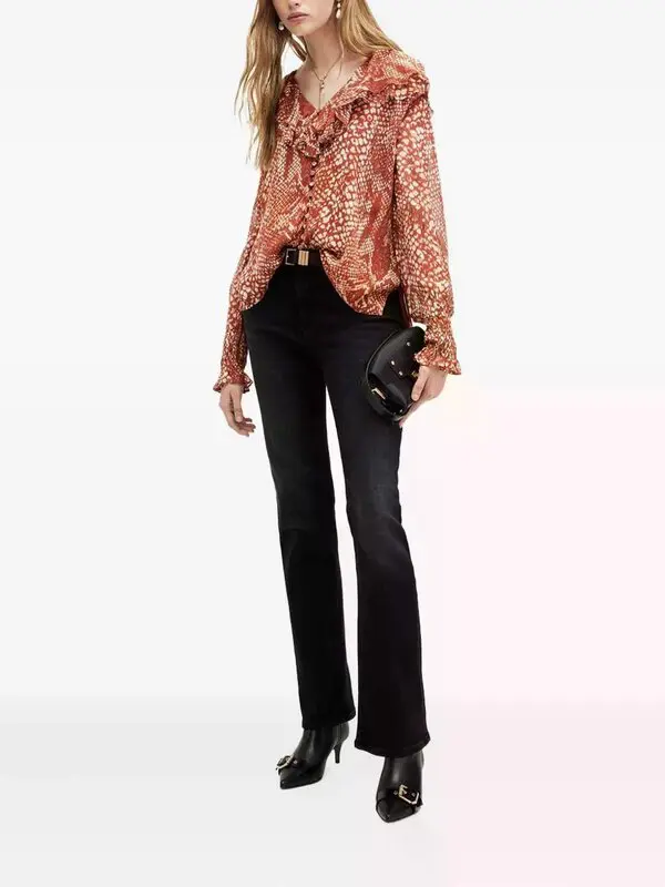 ALLSAINTS Phoebe Ruffle-detail Snake-print Top