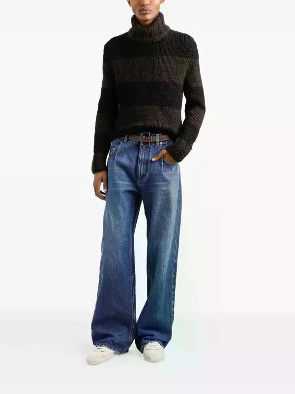 Dolce & Gabbana Striped Roll-neck Sweater - Brown