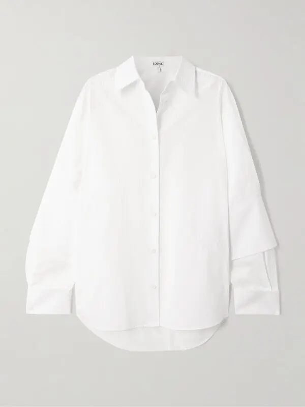 Loewe Striped Cotton-blend Poplin Shirt - White