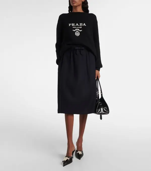 Prada Logo Wool And Cashmere Crewneck Sweater
