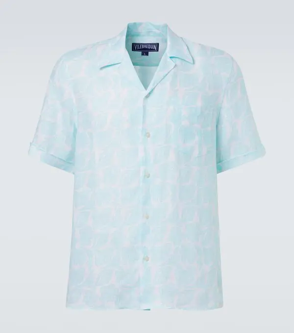 Vilebrequin Charli Floral Linen Bowling Shirt - Green