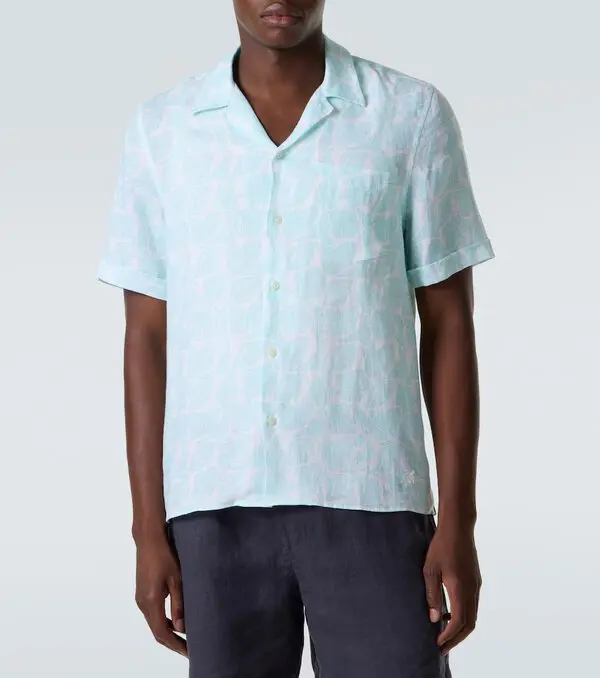 Vilebrequin Charli Floral Linen Bowling Shirt - Green