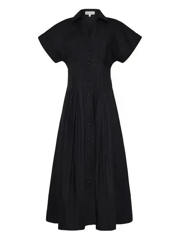 Cara Cara Nash Midi Dress With Button-up Front - Black