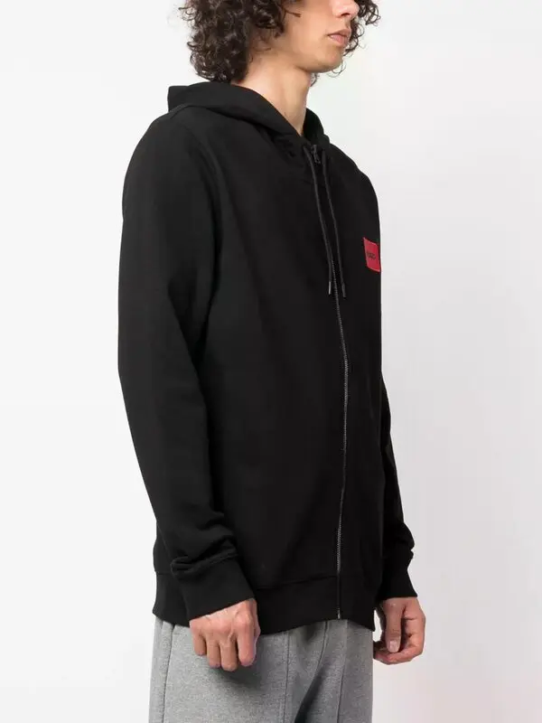 Hugo Logo Patch Cotton Zip-up Hoodie