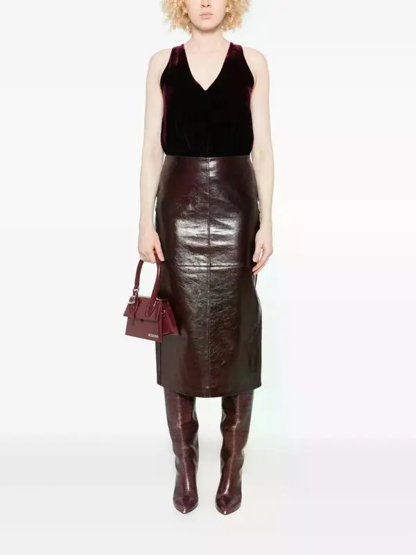 FORTE_FORTE Velvet V-neck Sleeveless Top - Red