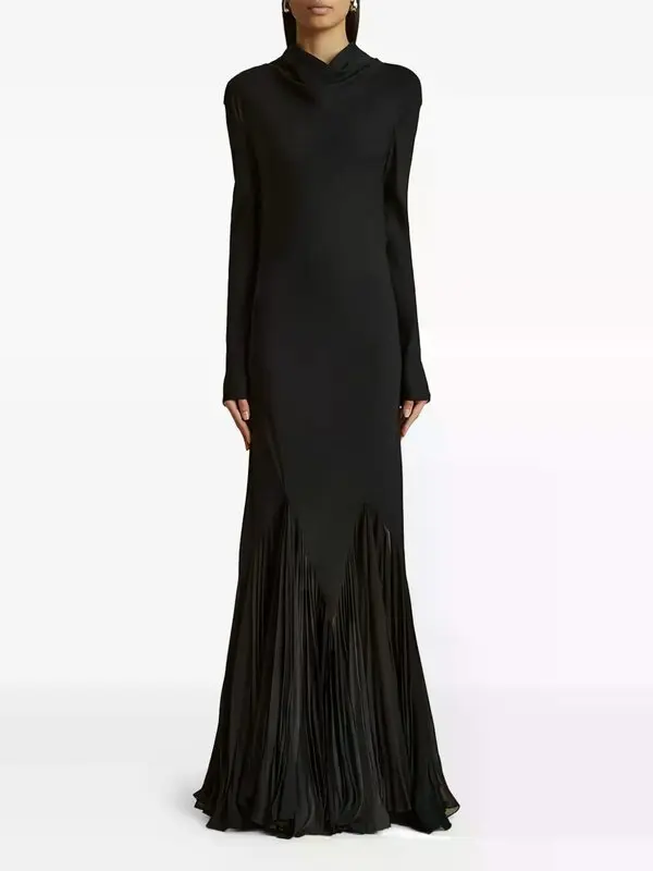 Khaite Pleated Silk Maxi Dress