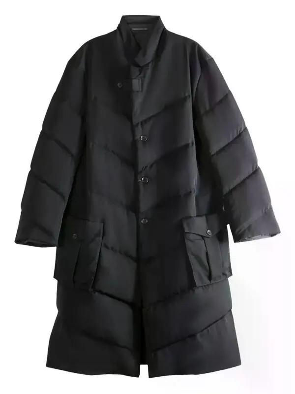 Yohji Yamamoto Quilted Diagonal-seam Coat - Black