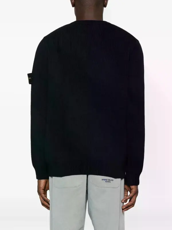 Stone Island Ribbed-knit Logo-patch Sweater - Blue