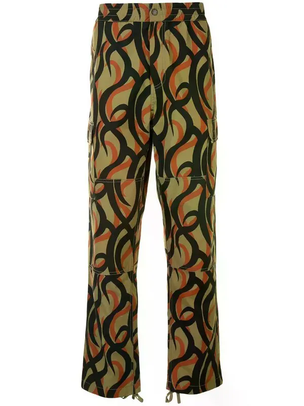 PORTS V Abstract Print Straight-leg Trousers - Multicolour