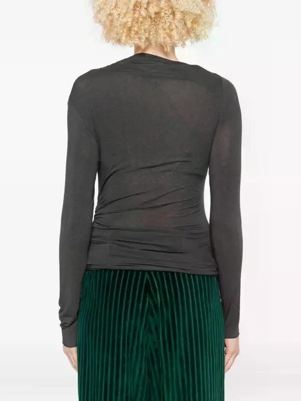 NIU Draped Side-ruched Long Sleeve Sweater