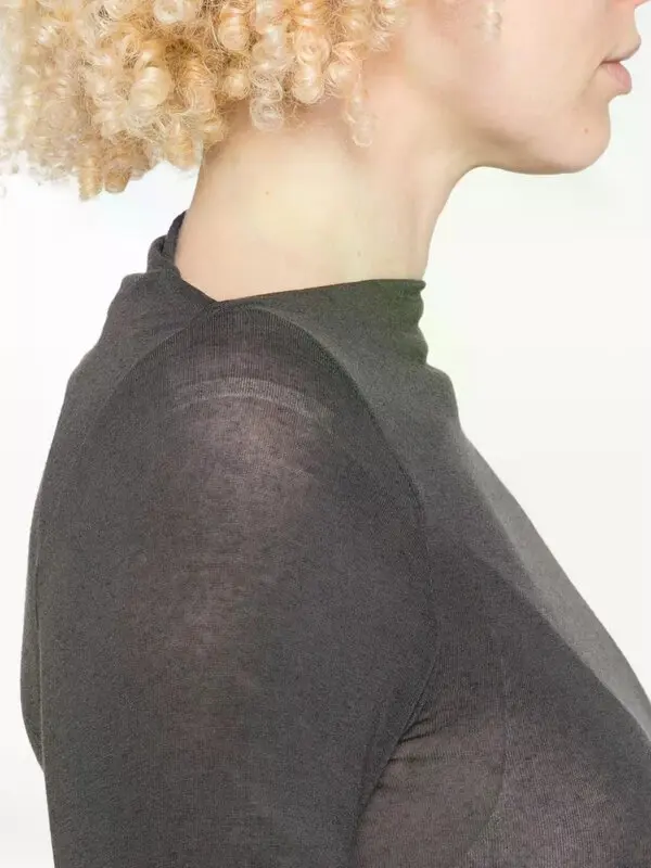 NIU Draped Side-ruched Long Sleeve Sweater