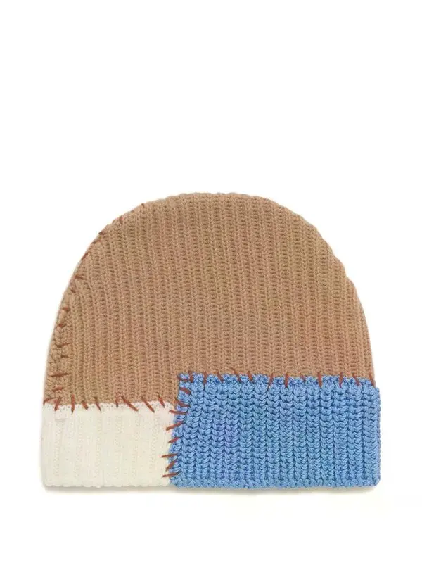Marni Patchwork Knit Beanie - Neutrals