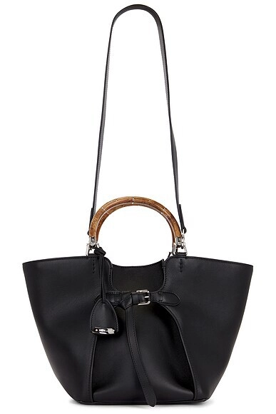 Ralph Lauren Leather Tote Bag With Bamboo Handles