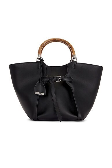 Ralph Lauren Leather Tote Bag With Bamboo Handles