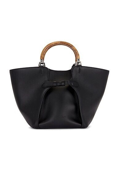 Ralph Lauren Leather Tote Bag With Bamboo Handles