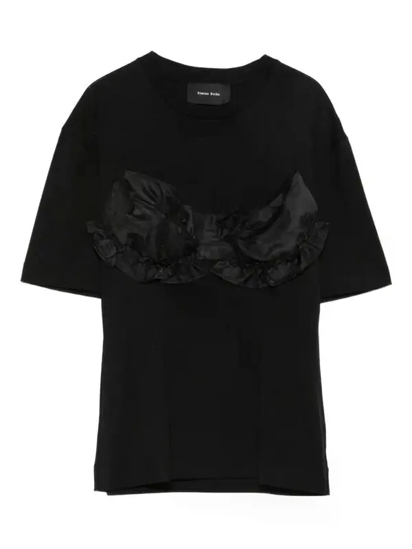 Simone Rocha Ruffled Satin-panel T-shirt - Black