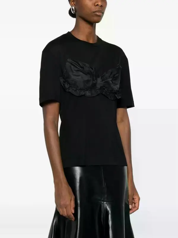 Simone Rocha Ruffled Satin-panel T-shirt